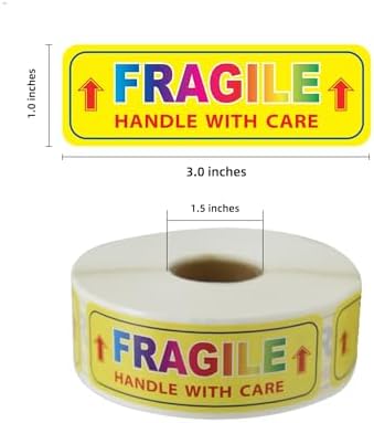 Amazon.com : 1 "X3 Fragile Shipping Sticker Glass Per Roll 500 Labels ...
