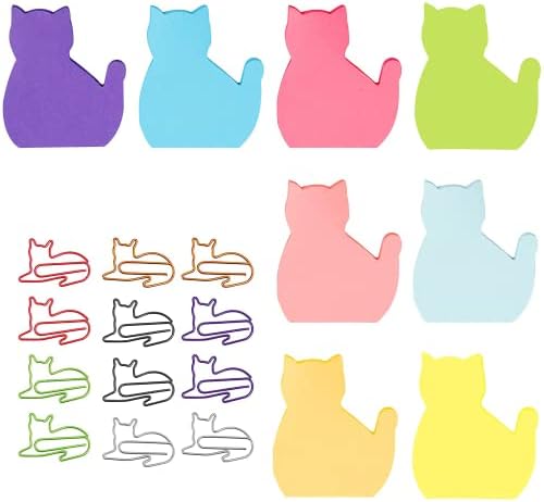 8 Pack Cat Sticky Notes, Novelty Cat Shaped Sticky Notes Cat Post It ...