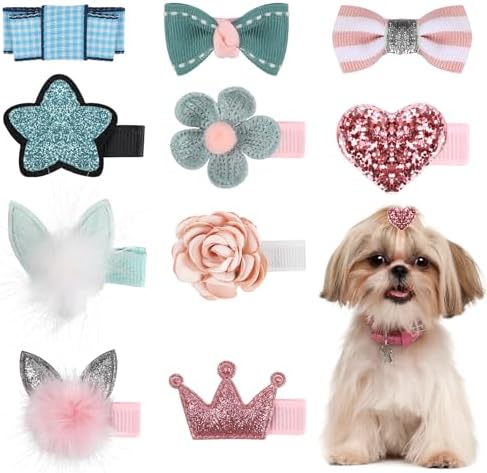 10 Pcs Small Dog Hair Clips, Dog Hair Bows, Puppy Hair Barrettes, Pet ...
