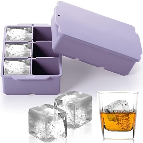 Stackable Silicone Large Ice Cube Tray with Lid Pack of 2 Making 6 Ice ...