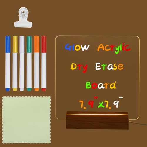 Amazon.com : Light Up Dry Erase Board Stand, Clear Acrylic Reusable LED ...