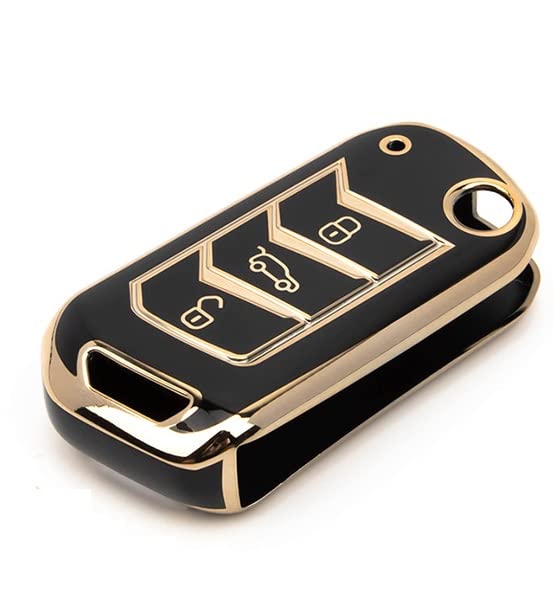 JVCV® Gold Border TPU Key Cover Compatible with Mahindra XUV 700, 3XO ...