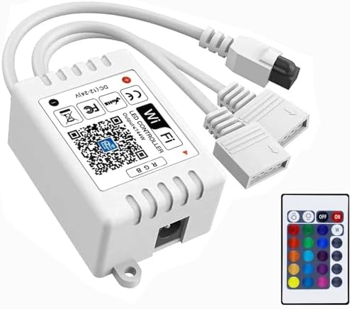 Smart LED WiFi Controller, Updated Wireless 24 Keys RF Remote Control for GRB BGR RGB LED Strip ...