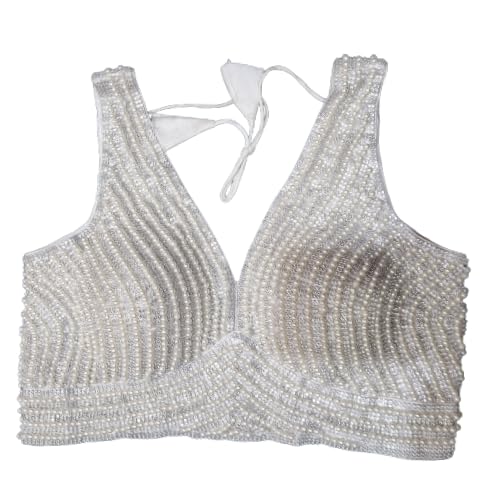 Buy White Pearl Designer Blouse at Amazon.in