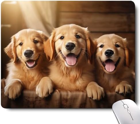 Amazon.com: Cute Dog Mouse Pad,Three Adorable Golden Retrievers Healing ...