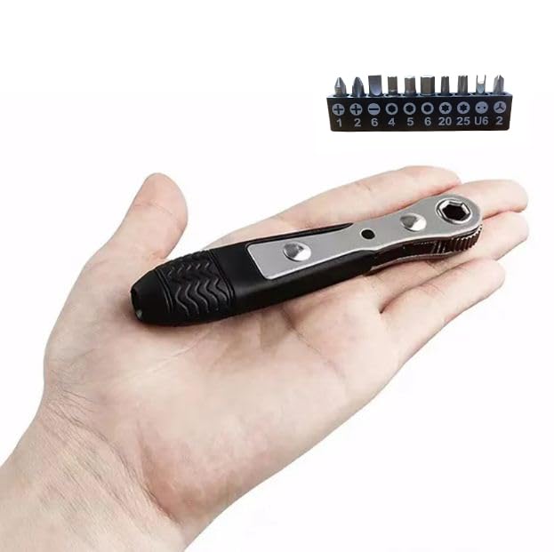 XOYO Screw Driver Mini Ratchet Set 11 Pcs|Wrench Close Quarters Screwdriver Set With High Torque ...