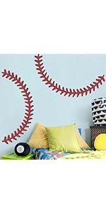 Amazon.com: Vinyl Baseball Wall Decals Big Baseball Stitches Stickers ...