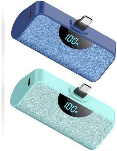 Amazon.com: [2 Pack] Mini Portable Charger USB-C Power Bank 5200mAh,LCD Display Fast Charging ...