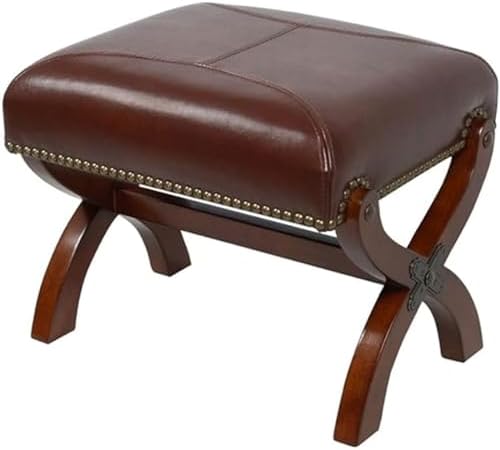 Amazon.com: ZWJLIZI Leather Footrest Wood Ottoman, Rustic Foot Stool ...