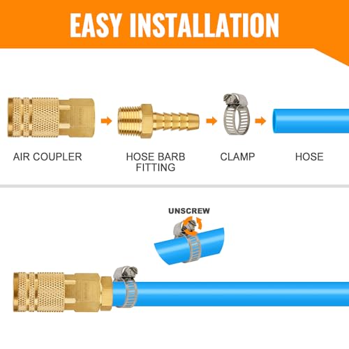 Snapklik.com : 12-Pack Air Hose Fittings, 1/4 Barb X 1/4 NPT Male Pipe ...