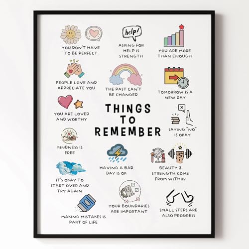 Amazon.com: Things to Remember Wall Decor, Therapy Office Decor, School ...
