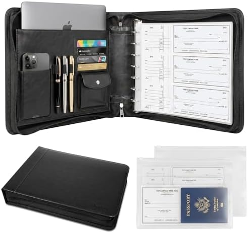 Amazon.com : Toplive Zippered 7 Ring Business Checkbook Binder Extra ...