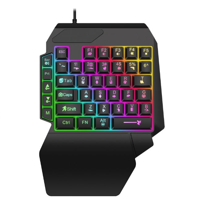 Amazon.in: Buy XIKKART One Hand Gaming Keyboard, USB Wired Keyboard, 40 ...