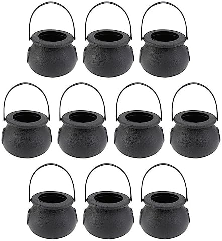 Amazon.com | MAGICLULU 10PCS Halloween Mini Candy Kettles Black Plastic ...