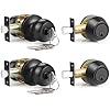 Brotima 2 Pack Entry Door Knob Lockset and Single Cylinder Deadbolt ...