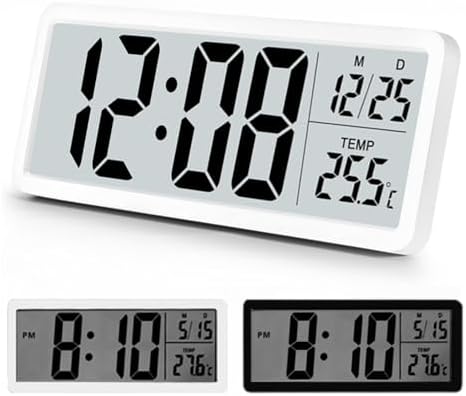 Digital Wall Clock 8.5 Inch Large Display LED Alarm Clock with Date ...