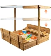 Amazon.com: PetsCosset Wooden Sandbox with Cover, Sand Boxes for Kids ...