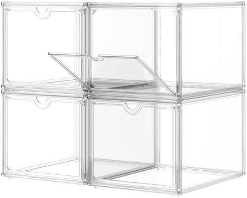 Amazon.com: EDS FAM 10 Pack Shoe Storage Box Clear Plastic Crates ...
