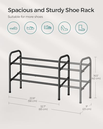 SONGMICS Expandable Shoe Rack, 2-Tier Metal Shoe Shelf Storage ...