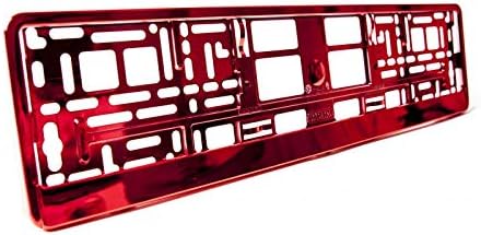 2 x Red Chrome Metallic Universal Number Plate Surrounds Holders Frames ...