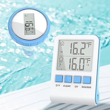 Floating Pool Thermometer & Receiver Set, Wireless Pool Thermometer ...