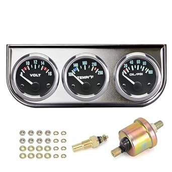 Amazon.com: BYYOUIV 3-in-1 Triple Gauge Kit - Oil Pressure, Voltage ...