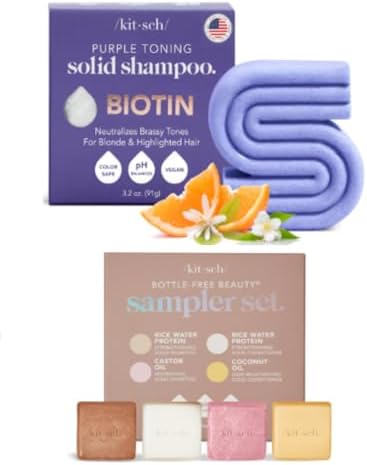 Amazon.com : Kitsch Purple Toning Shampoo Bar & 4pc Sampler Set ...