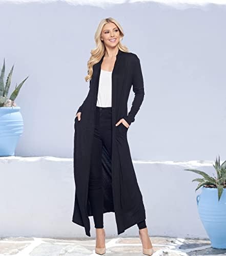 Isaac Liev Women's Maxi Cardigan – Casual Long Flowy Open Front Floor ...