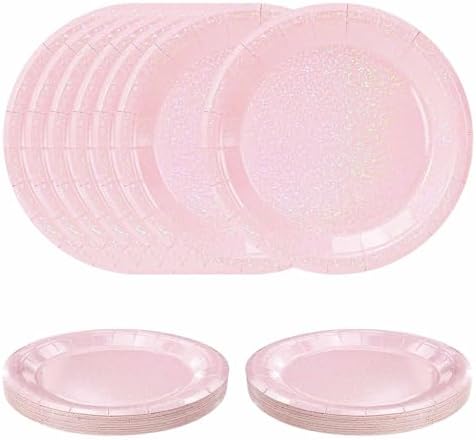 Amazon.com: SietDESEO 50 PCS Iridescent Light Pink Paper Plates 7 Inch ...