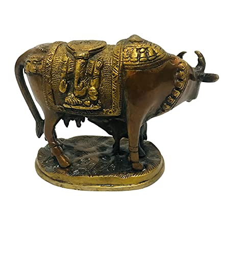 Gavya international Antique Brass Kamdhenu Cow with Calf showpiece ...