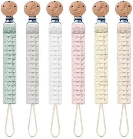 Amazon.com : Pacifier Clip for Baby Boy and Girl, Linen Soft Fabric ...