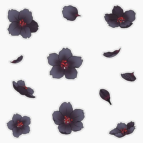 Amazon.com: Falling Black Sakura Cherry Blossom Branches On Red Sticker ...