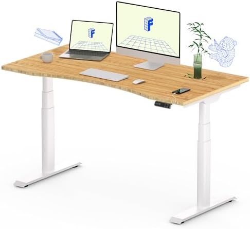 Amazon.com: FLEXISPOT E8 Dual Motor 3 Stages Bamboo Electric Standing Desk 78x30 Inch Oval Leg ...