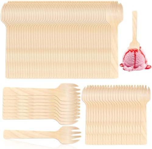 Amazon.com: butterfunny 200 Pack 4" Mini Wooden Spork Disposable Spork ...