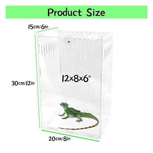 12x8x6 inch Magnetic Acrylic Reptile Case, Vertical Transparent ...
