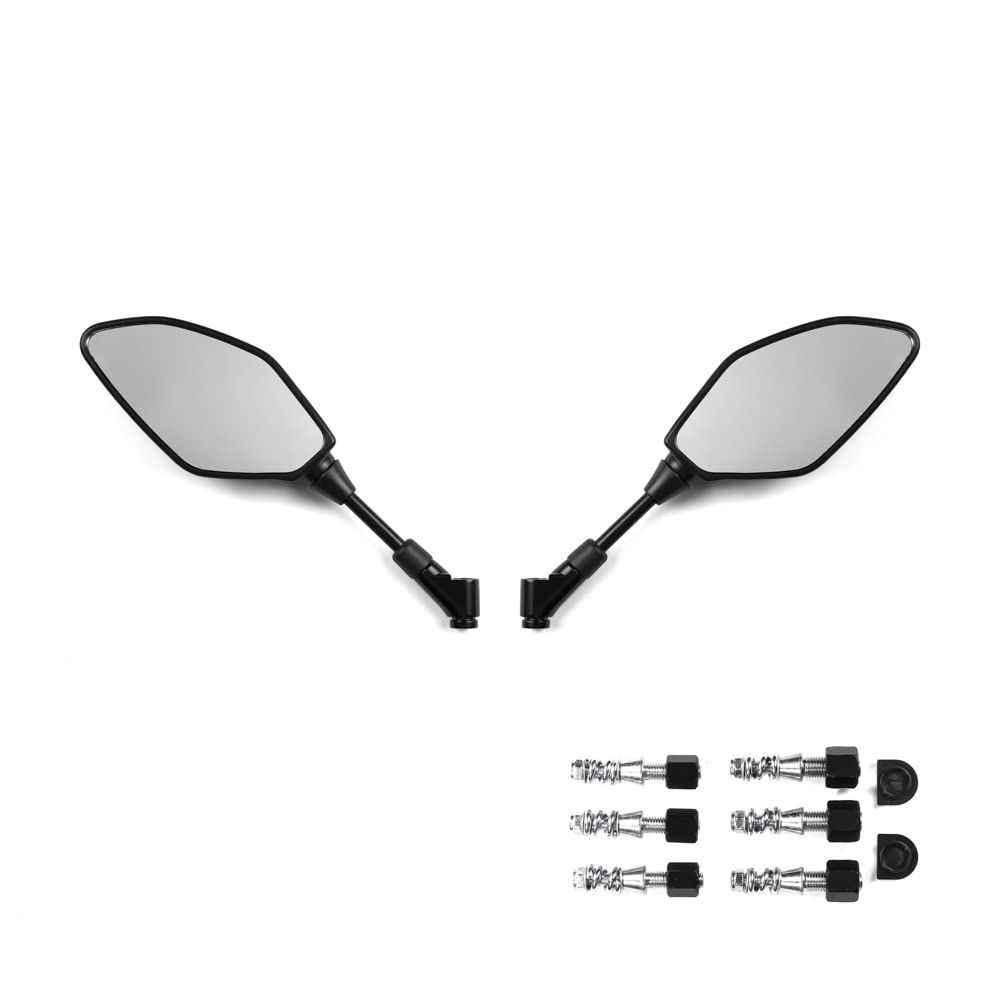 Universal 8MM 10MM Motorcycle Mirrors Black Scooter Convex Rear View ...