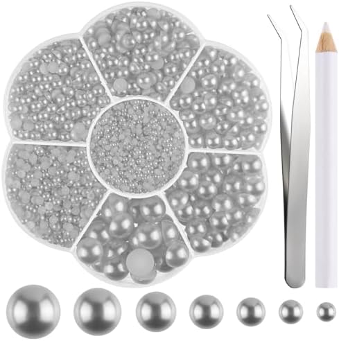 Amazon.com: 1000pcs Flatback Nail Pearls Beads 2-8mm Round Half Beads ...