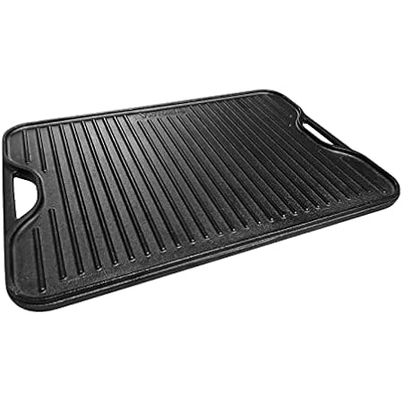 Amazon.com: Victoria Rectangular Cast Iron Griddle, 2 Sided Double ...