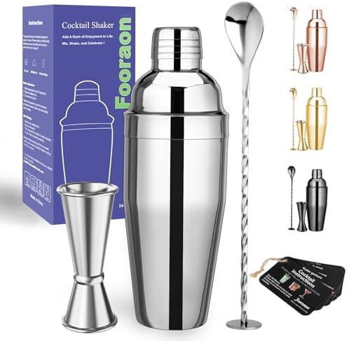 Amazon.com: Blue River Water 24oz Cocktail Shaker Set - Martini Shaker ...