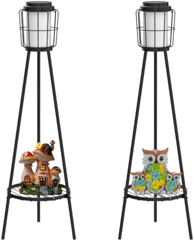 2 Pack Solar Lights Outdoor with Plant Stands, 2 Pack Garden Statue ...
