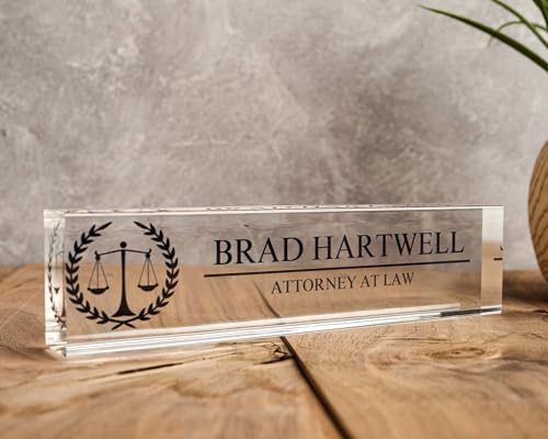 Amazon.com: Attorney Office Desk Name Plate, Clear JD Judge Nameplate ...