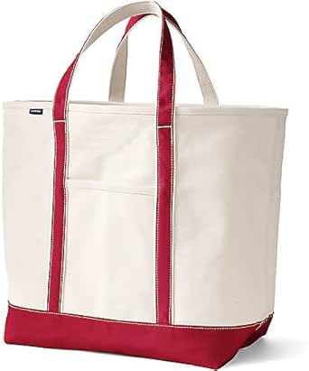 Amazon.com | Lands' End Natural Open Top Canvas Tote Natural/deep ...