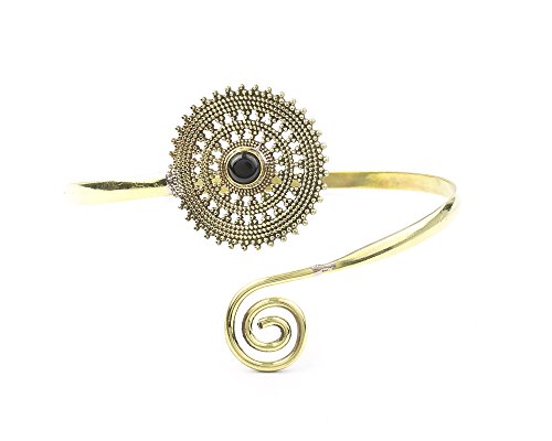 Amazon.com: Mandala Magic Upper Arm Cuff, Brass Black Onyx Arm Band ...