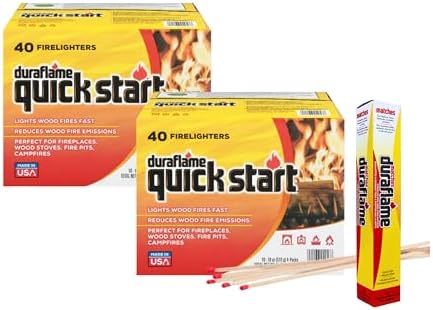 Amazon.com: Duraflame Quick Start Firelighters 80 Pack + Long Strike ...