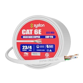 Syston Cable Technology Cat6e Ethernet Internet Cable - 100 FT，600MHz ...