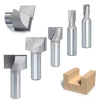 Akylin 5pcs Bottom Cleaning Router Bits Set 1/2” Shank,Cutting Dia. 5/ ...