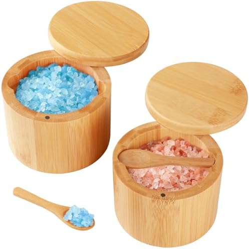 Amazon.com: Ziliny 2 Pcs Wooden Pepper Salt Box Cellar with Lid Set ...