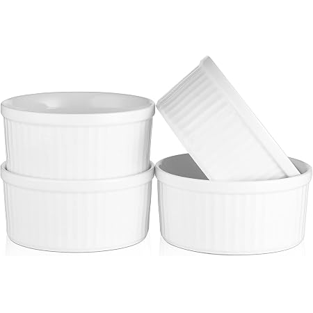 Amazon.com: Cinf White 10 oz Set of 4 Souffle Dishes Ramekins Oven ...