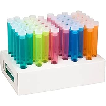 50 Piece Assorted Color Plastic Test Tube Set with Caps and Cardboard ...