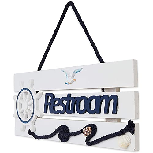 Okuna Outpost Rustic Bathroom Wall Decor, Nautical Restroom Sign (11.25 ...